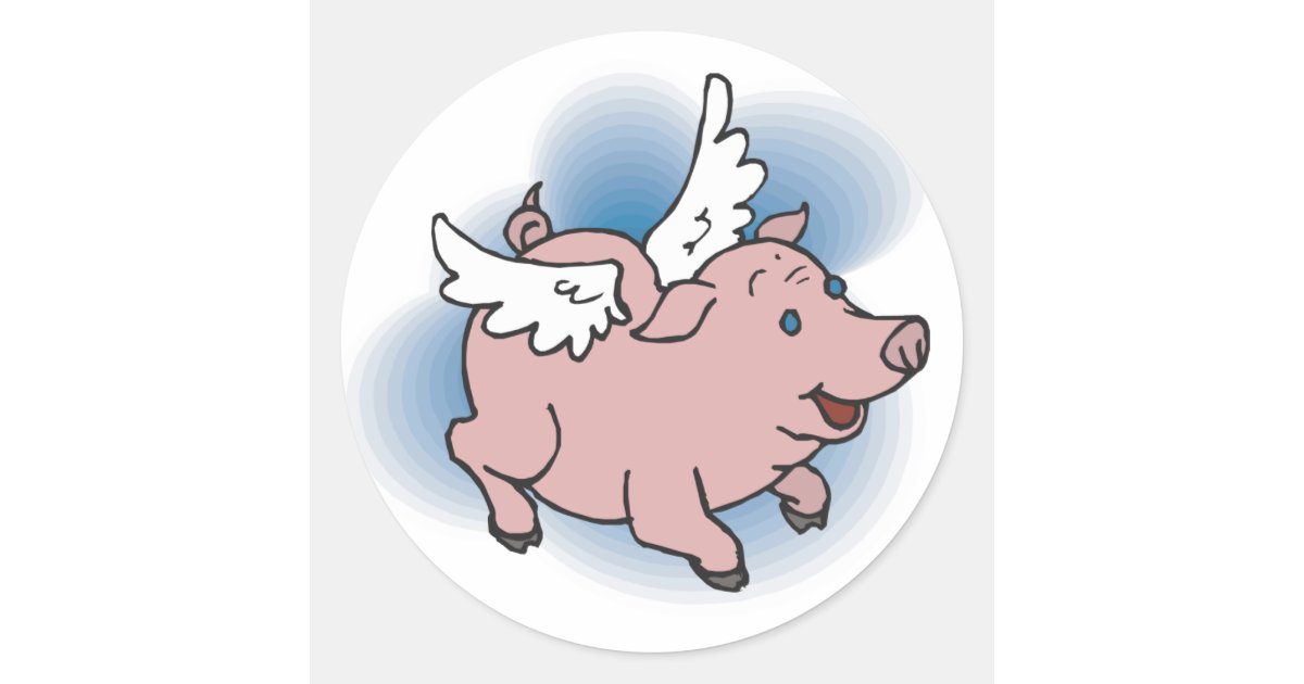 Flying Pig Classic Round Sticker | Zazzle