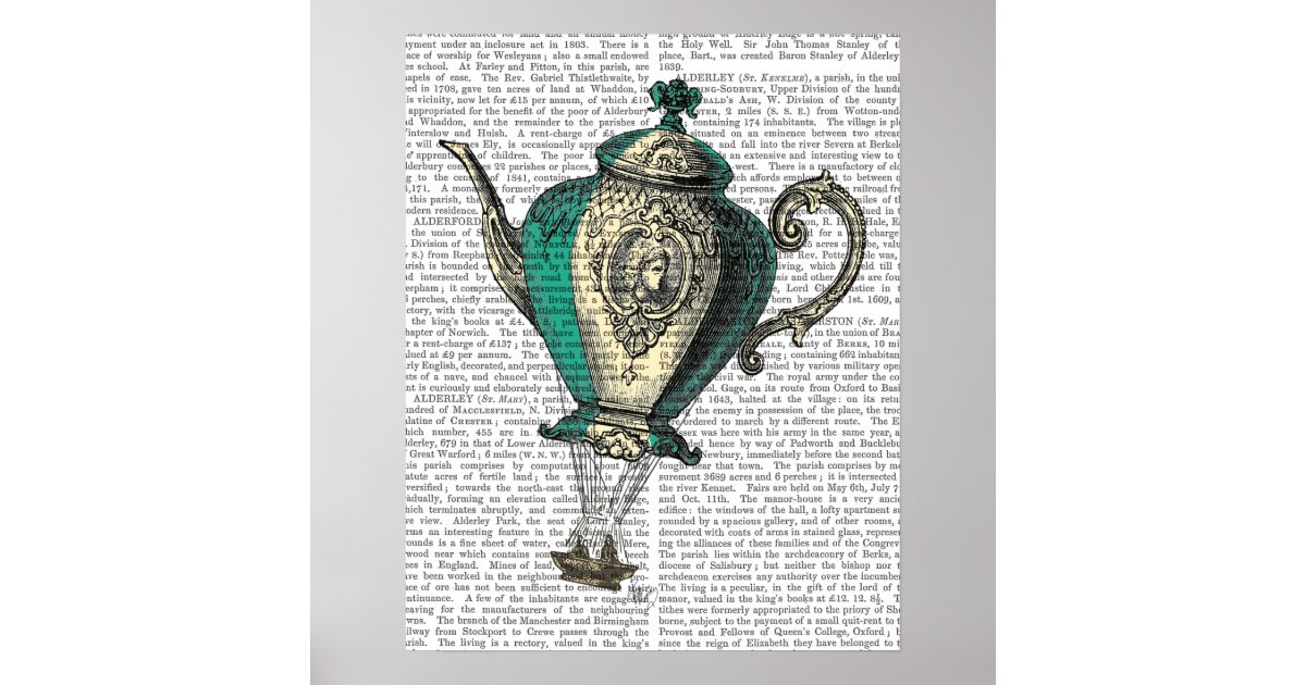 Flying Teapot 1 Green and Yellow Poster | Zazzle