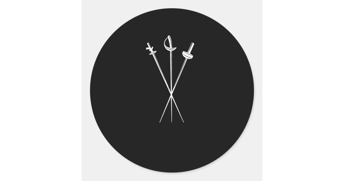 foil epee sabre swords fencing sword fighting classic round sticker ...