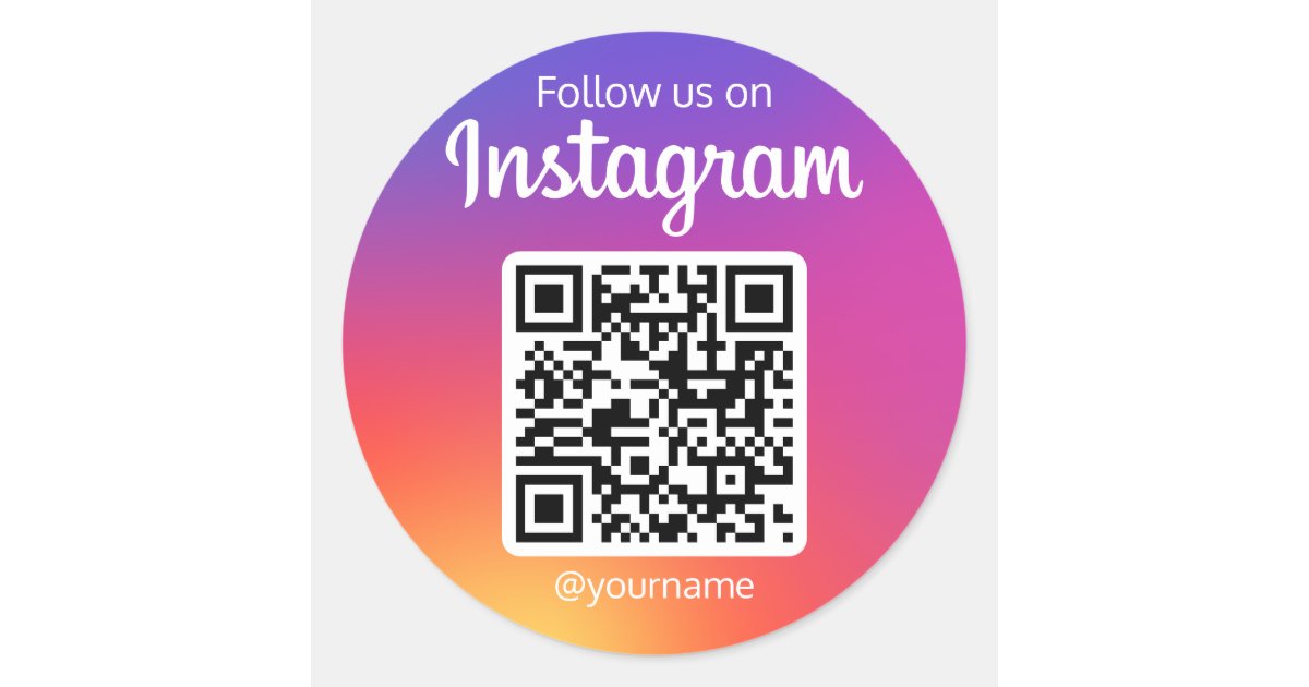 Follow Us On Instagram Social Media QR Code Classic Round Sticker | Zazzle