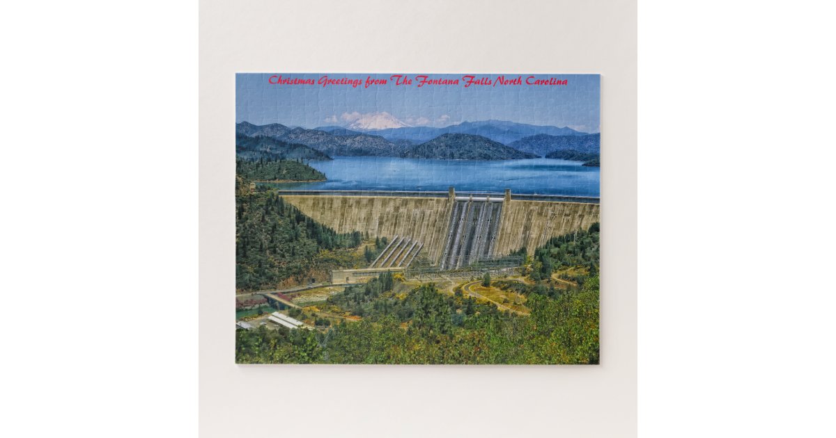 Fontana Falls North Carolina. Christmas Greetings Jigsaw Puzzle | Zazzle