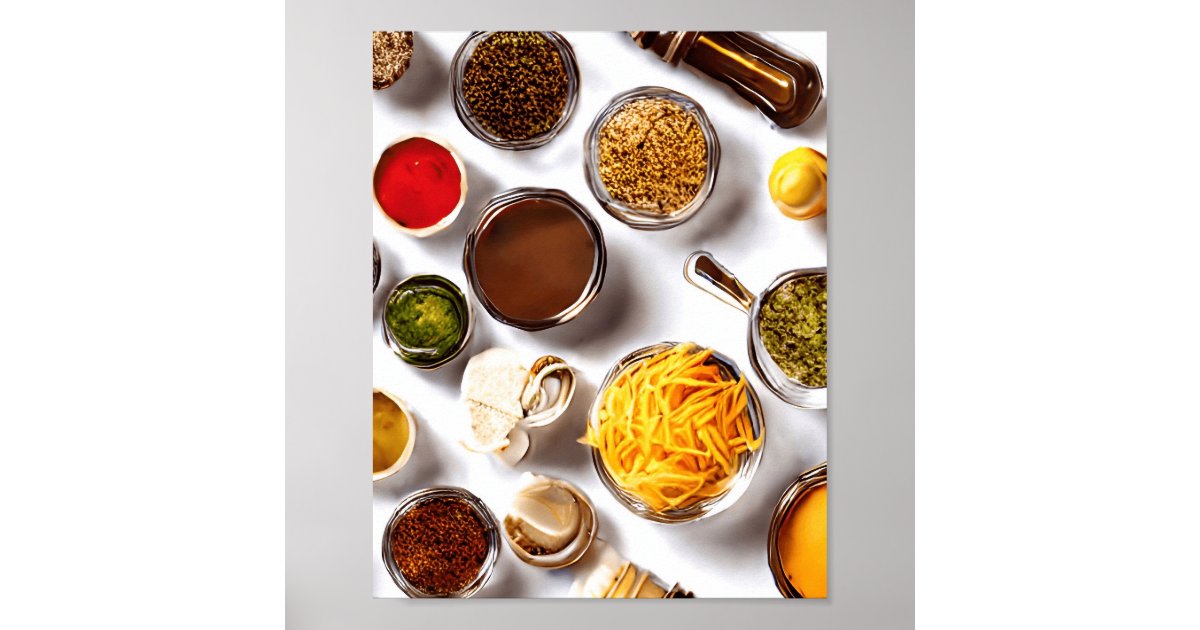 Food Condiments Illustration Poster | Zazzle