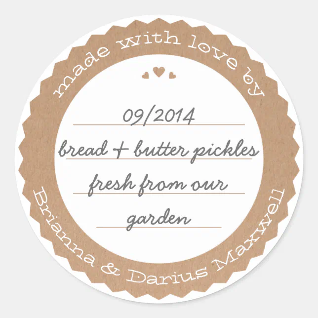 Food Gift Label Sticker Circle Kraft Paper | Zazzle