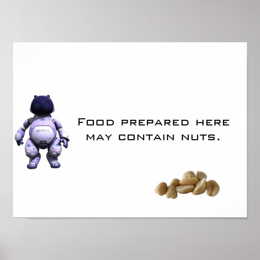 Food prepared here may contain nuts. poster | Zazzle