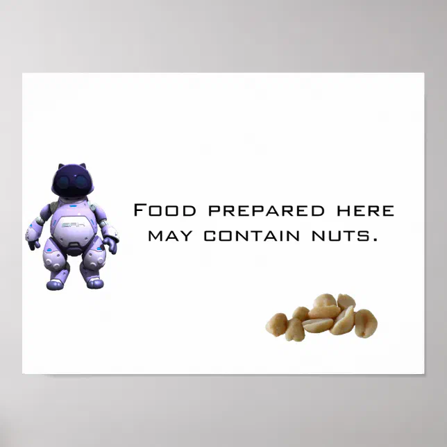 Food prepared here may contain nuts. poster | Zazzle