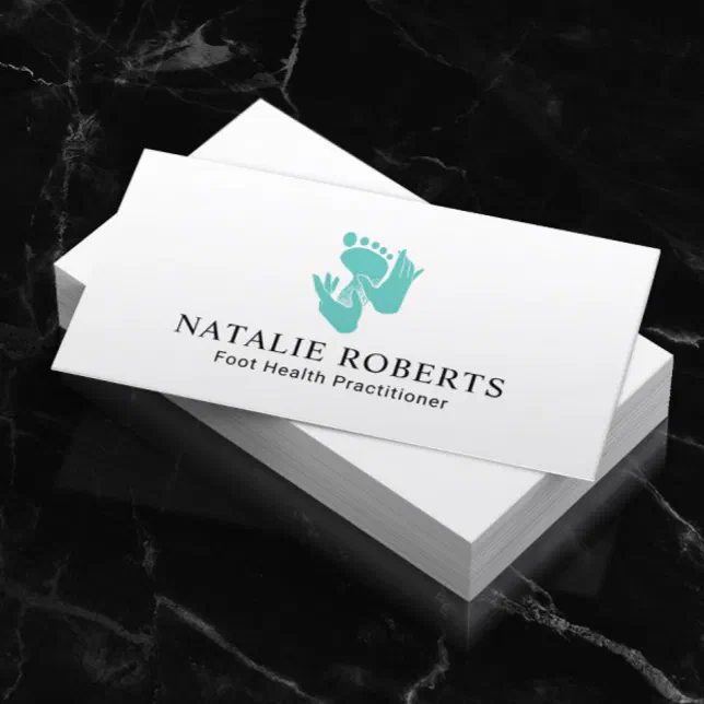 Foot Massage Healthcare Practitioner Teal Spa Business Card | Zazzle