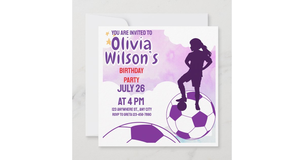 Football Birthday Party, Football Player Girl Invitation | Zazzle