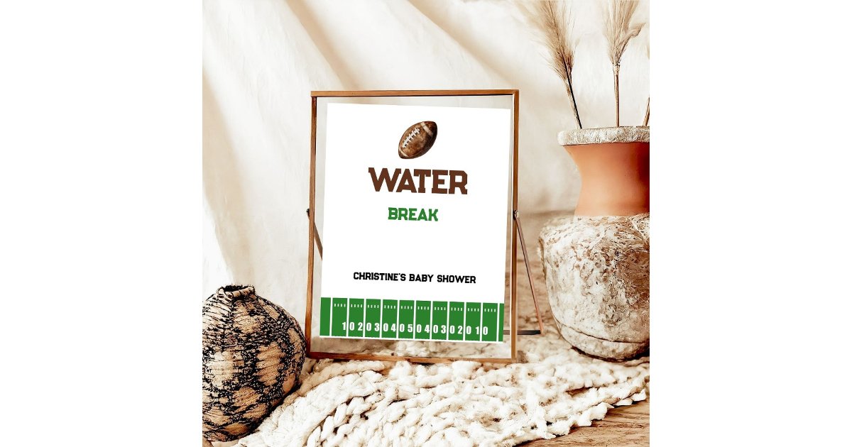 Football Boy Baby shower Water Break Sign | Zazzle