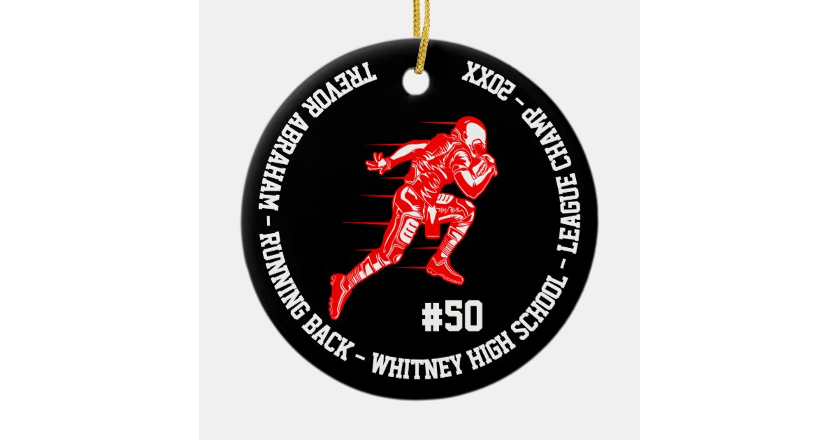 Football Champion Player Monogram Team School Red Ceramic Tree ...
