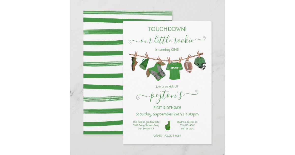 Football Clothesline Birthday Party Invitation | Zazzle