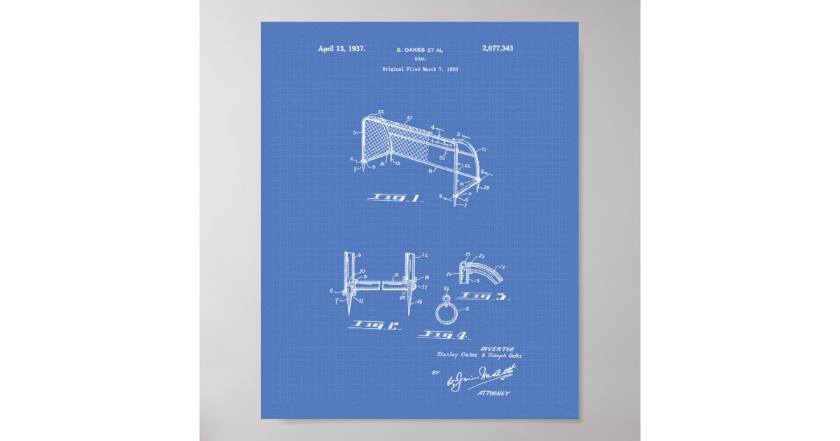 Football Goal 1937 Patent Art Blueprint Poster | Zazzle