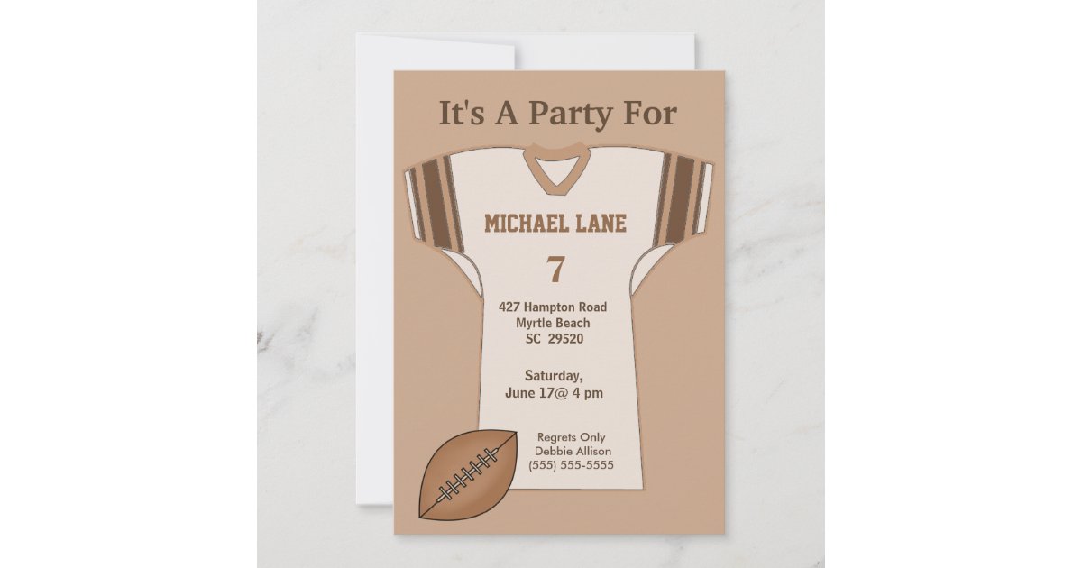 Football Jersey Birthday Invitation | Zazzle