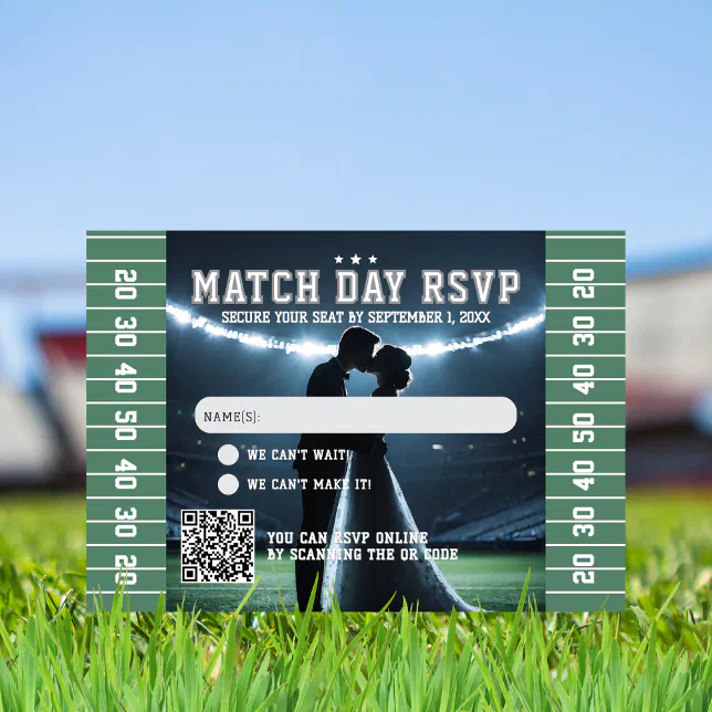 Football Match Ticket Wedding QR Code RSVP Card | Zazzle