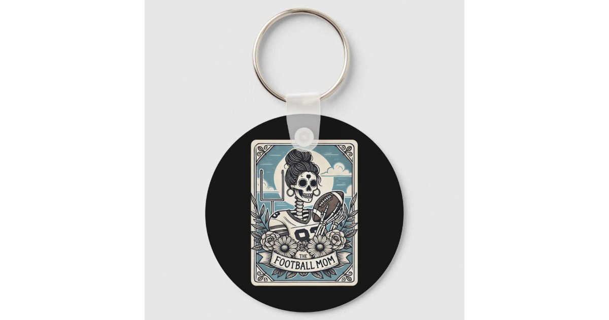 Football Mum Tarot Card Skeleton Football Mama Mot Key Ring | Zazzle
