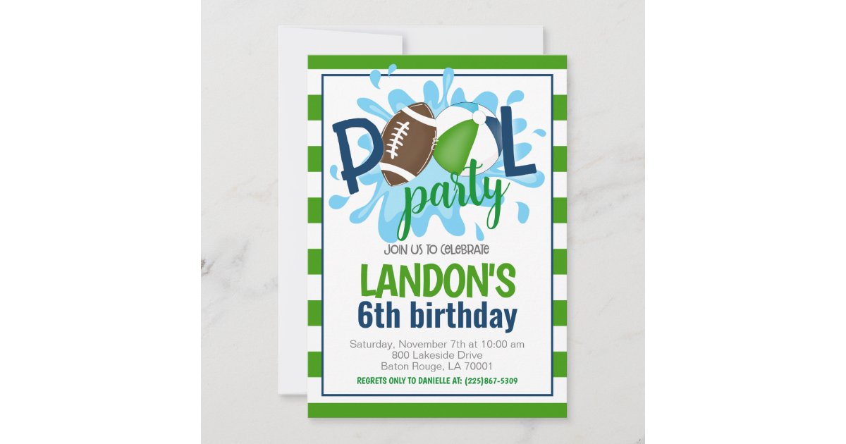 Football Pool Party Birthday Invitation | Zazzle