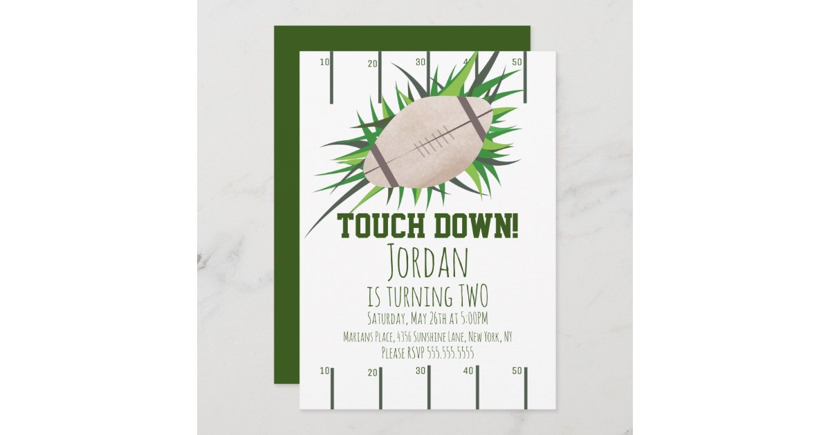 Football Sport TouchDown Party Tailgating Birthday Invitation | Zazzle