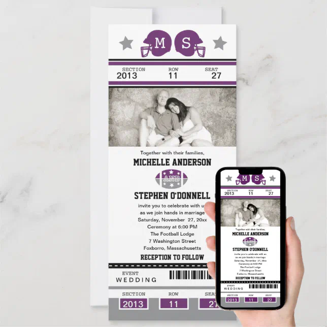 Football Ticket Wedding Invitation | Zazzle