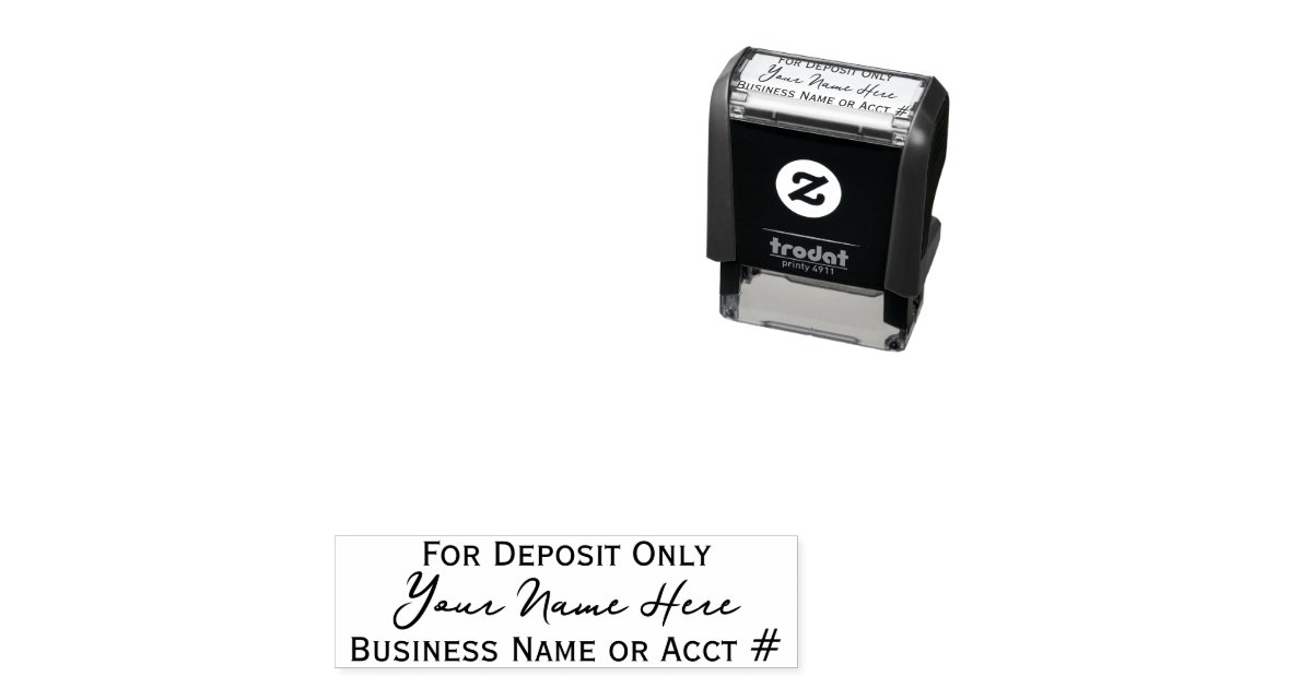 For Deposit Only Custom Signature Endorsement Self-inking Stamp | Zazzle