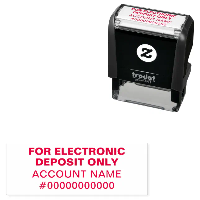 For Electronic Deposit Only Check Endorsement Self-inking Stamp | Zazzle