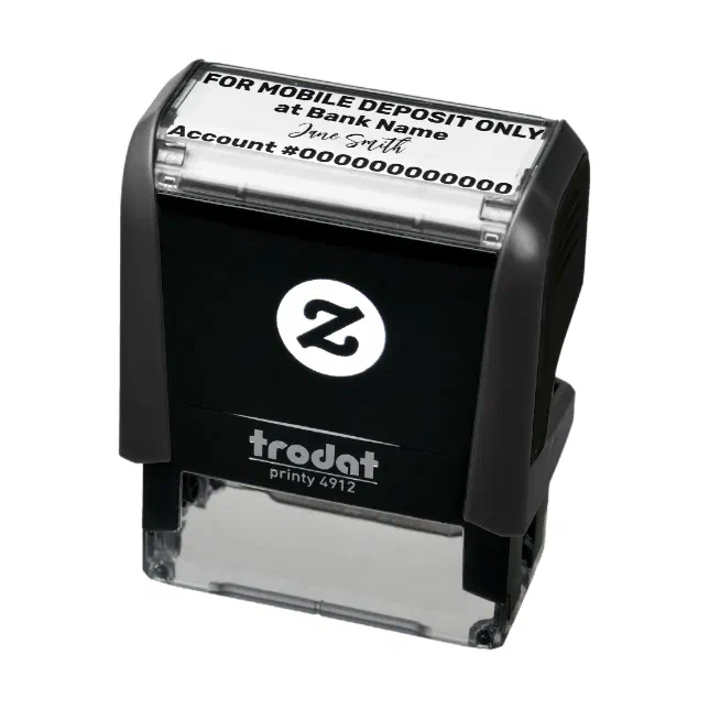 For Mobile Deposit Only Bank Name Signature Acct# Self-inking Stamp ...
