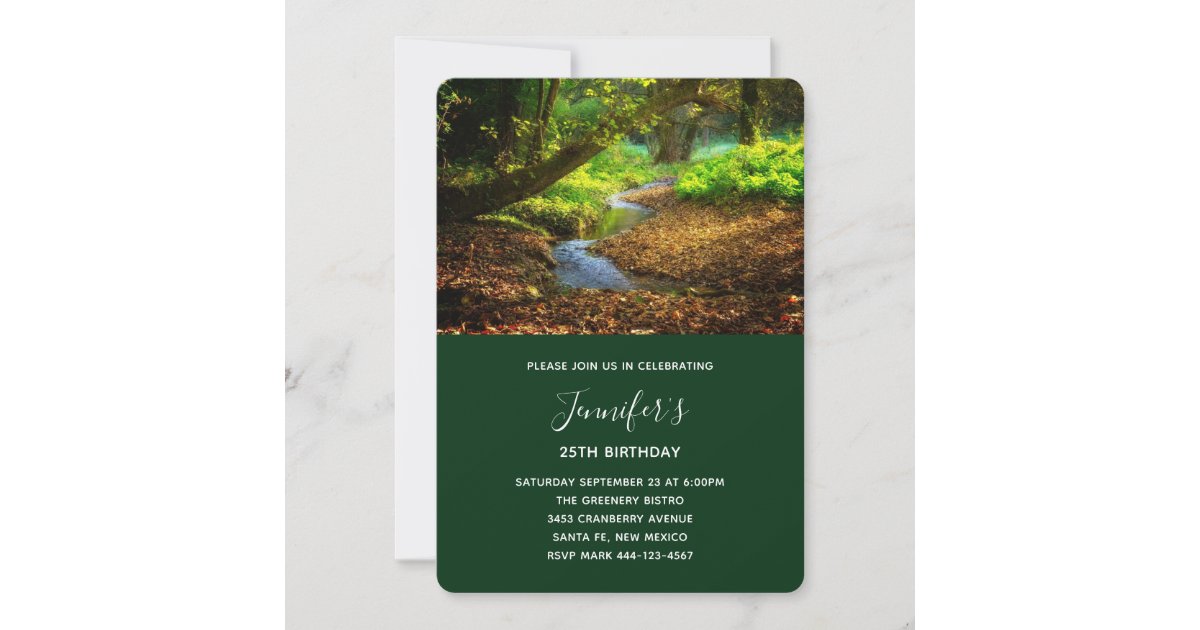 Forest Creek Beautiful Nature Landscape Birthday Invitation | Zazzle