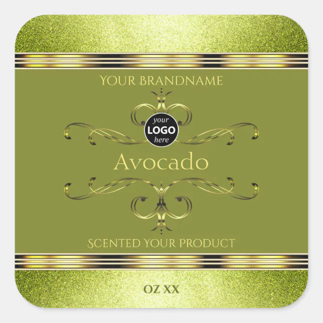 Forest Green Gold with Glitter Product Labels Logo | Zazzle