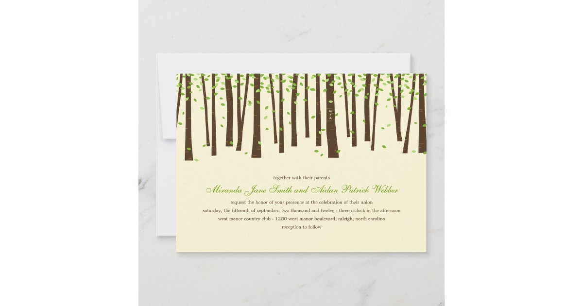 Forest Trees Wedding Invitations - Green | Zazzle