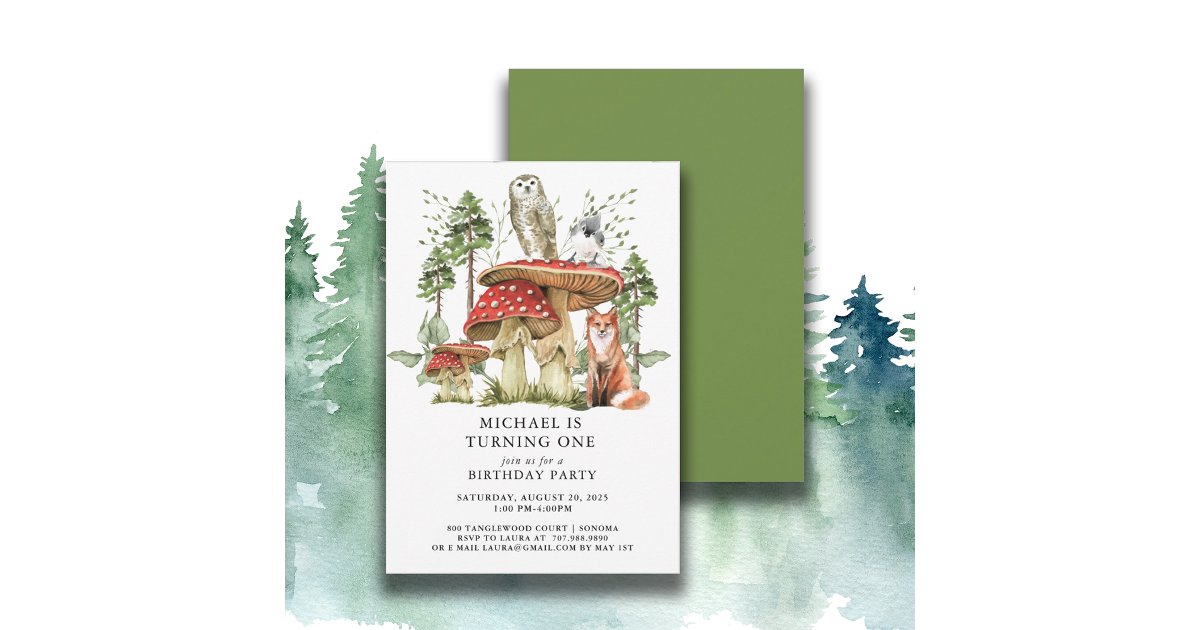 Forest Woodlands Boy First Birthday Invitation | Zazzle