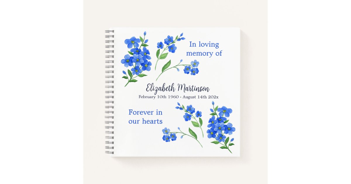 Forget Me Not Funeral Memorial Guest Book | Zazzle