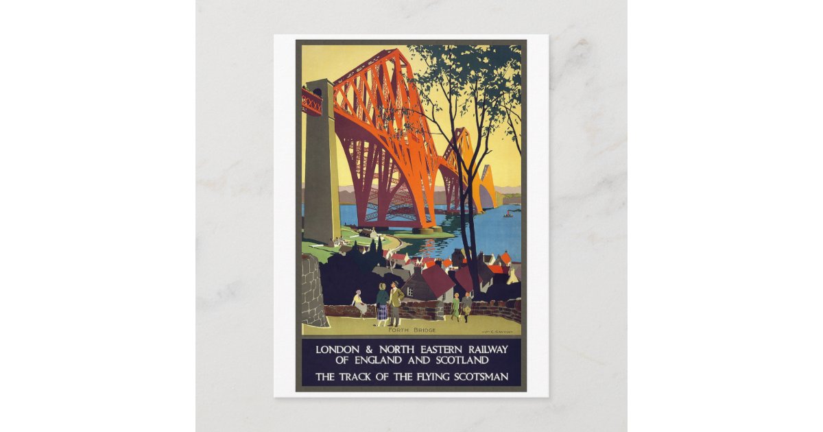 Forth Bridge - Vintage Travel Poster Art Postcard | Zazzle