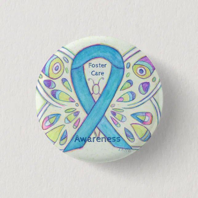Foster Care Blue Butterfly Awareness Ribbon Pin | Zazzle