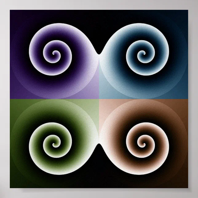 Four Color Spiral Art Poster | Zazzle