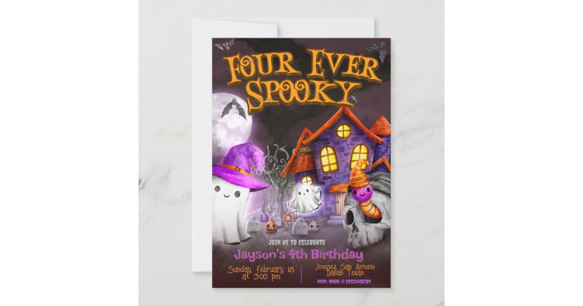 Four Ever Spooky - 4th Birthday Invitation | Zazzle