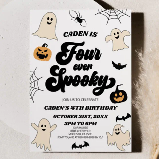 Four Ever Spooky Fourth 4th Birthday Party Invitation | Zazzle