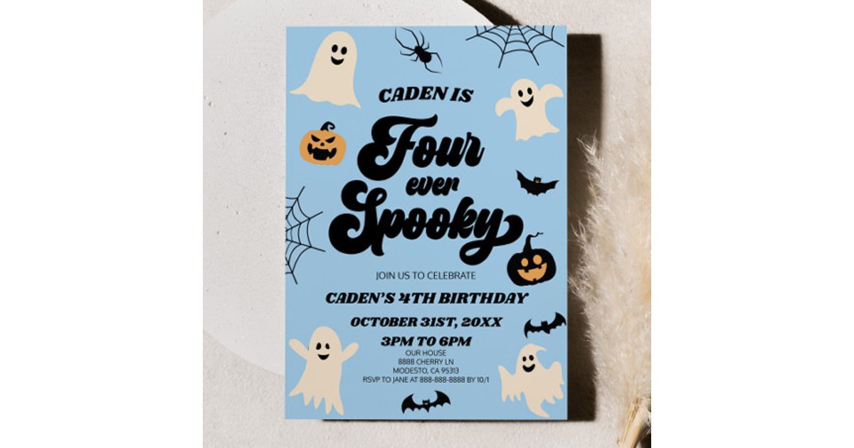 Four Ever Spooky Fourth 4th Birthday Party Invitation | Zazzle