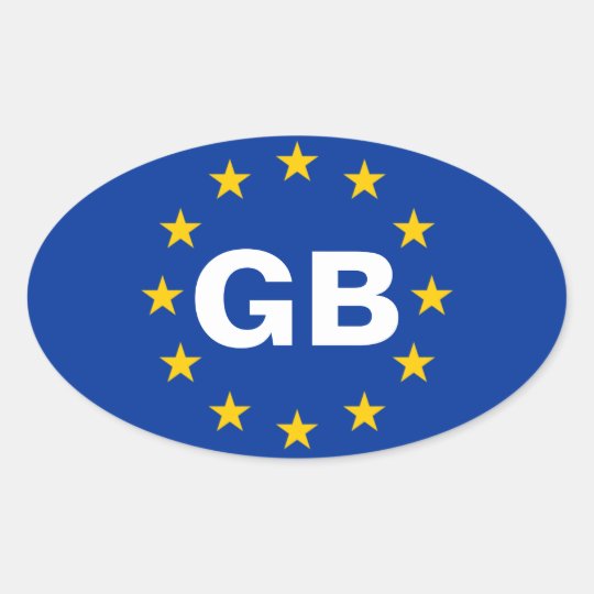 FOUR Great Britain "GB" European Union Flag Oval Sticker | Zazzle.co.uk