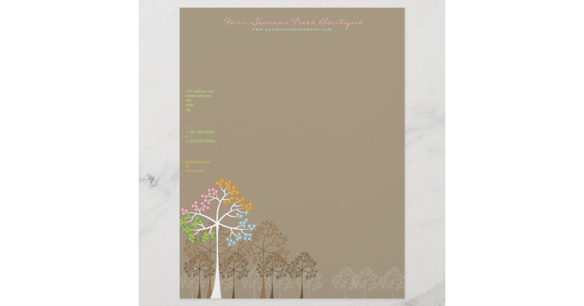 Four Seasons Trees Business Letterhead Template | Zazzle