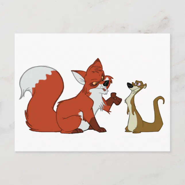 Fox and Weasel Talk Postcard | Zazzle