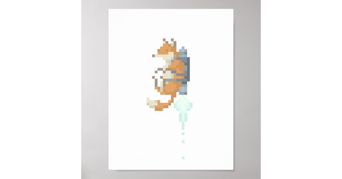 Fox Jetpack Pixel Art Poster | Zazzle