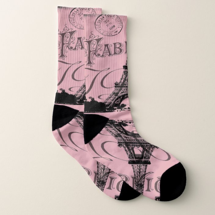 france travel chic pink vintage paris eiffel tower socks | Zazzle.co.uk