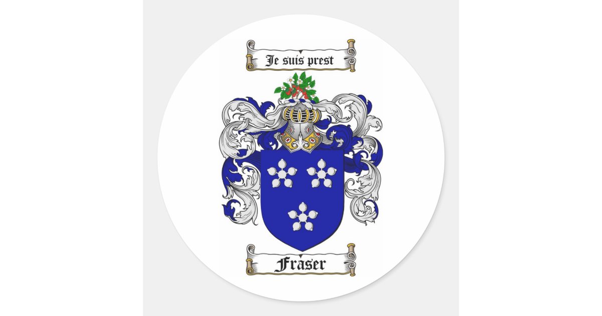 FRASER FAMILY CREST - FRASER COAT OF ARMS CLASSIC ROUND STICKER | Zazzle