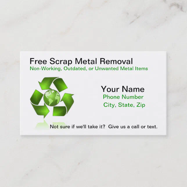 Free Scrap Metal Removal Business Card | Zazzle