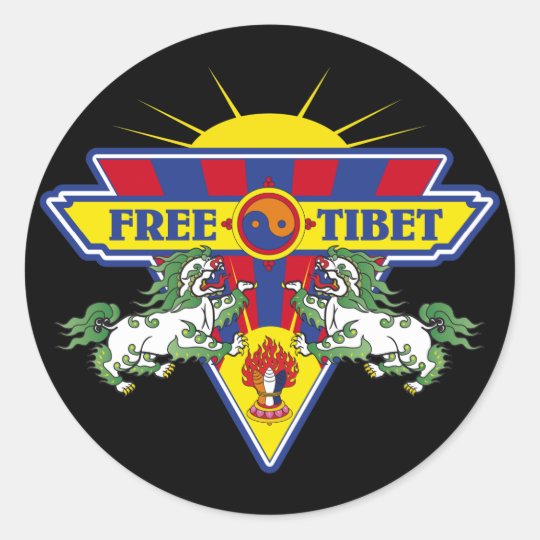 Free Tibet Flag Logo Classic Round Sticker | Zazzle.co.uk
