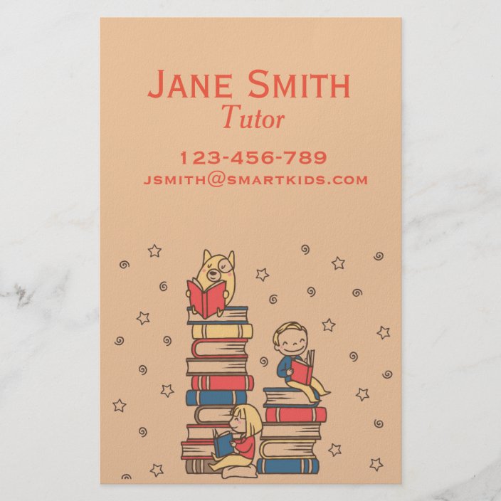 Freelance reading tutor or teacher for kids flyer | Zazzle.co.uk