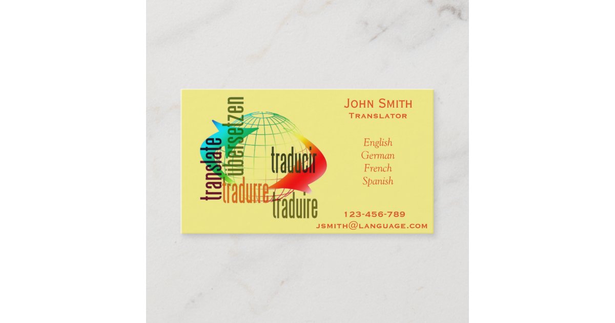 Freelance Translator language interpreter Business Card | Zazzle