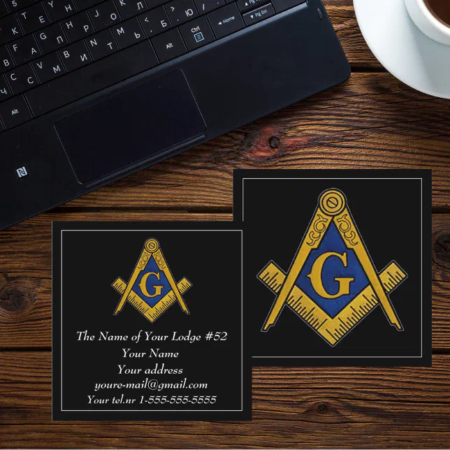 Freemason Masonic Masonry Black Blue Square Business Card | Zazzle