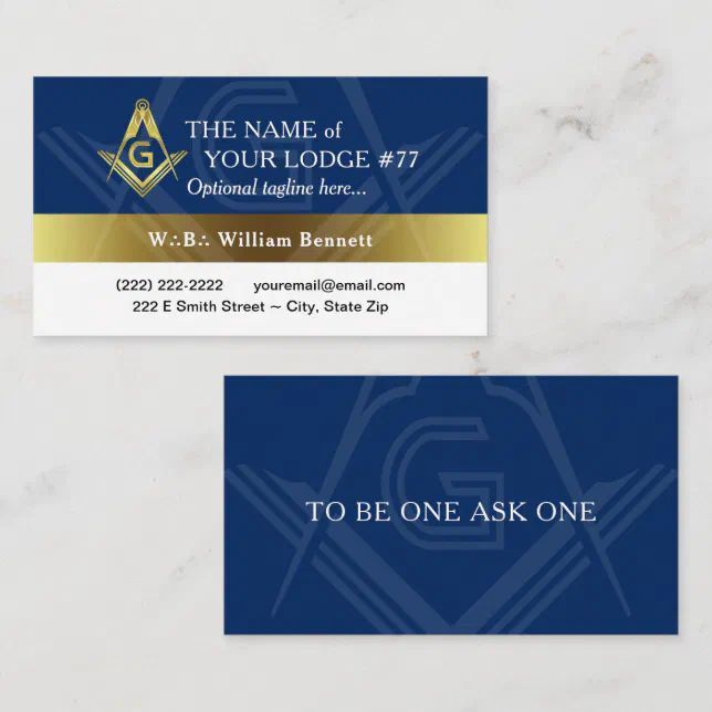Freemason Navy Blue and Gold Masonic Business Card | Zazzle