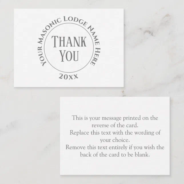 Freemasons Masonic Ladies Night Thank You Note Car Card | Zazzle