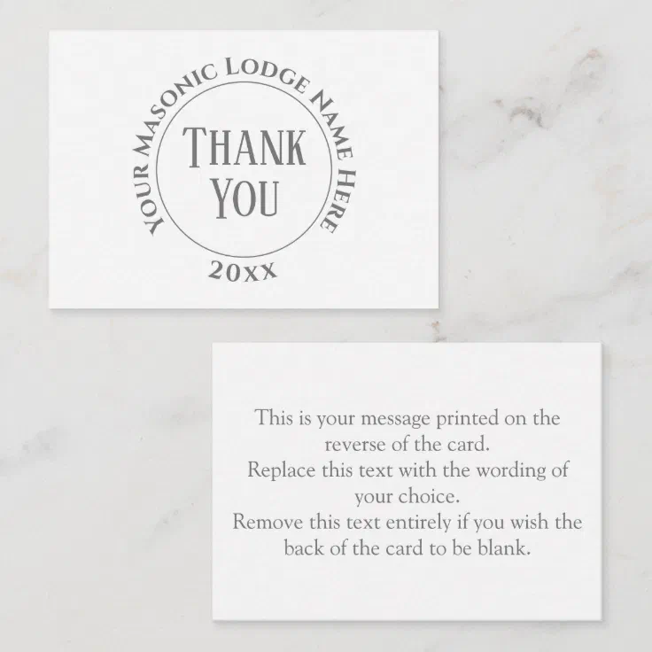 Freemasons Masonic Ladies Night Thank You Note Car Card | Zazzle