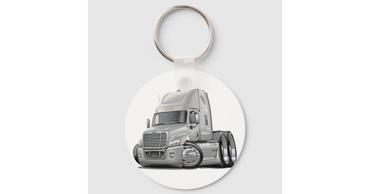 Freightliner Cascadia White Truck Key Ring | Zazzle